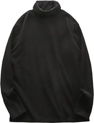 Generic Chemise de base noire &agrave; col roul&eacute; pour homme, haut thermique &agrave; manches longues avec doublure en polaire, t-shirt d&eacute;contract&eacute; &agrave; superposer et &agrave; porter 