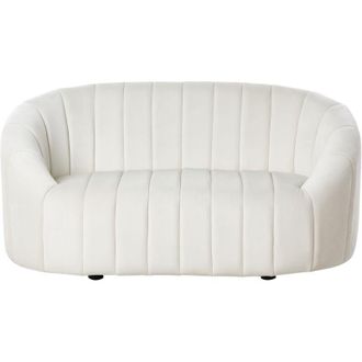 Beliani Beliani - Canap&eacute; 2 Places Coquillage en Velours Blanc Cass&eacute; Assise Profil&eacute;e Style R&eacute;tro Malung