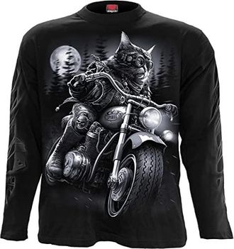 Spiral Nine Lives Homme T-Shirt Manches Longues Noir XXL 100% Coton Regular/Coupe Standard