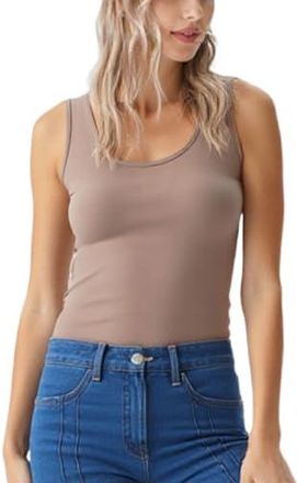 Alexis Leroy Débardeur Femme Bretelles Larges Caraco Tops Basique Casual sans Manches Marron XXL