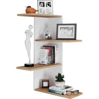 ebuy24 Ebuy24 - Rayon mural Balos h. 77 x l. 45 x p. 45 cm Blanc/Hong Eiche