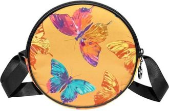 Generic Petit sac &agrave; bandouli&egrave;re circulaire pour femme, petit sac &agrave; bandouli&egrave;re avec fermeture &eacute;clair, bretelles r&eacute;glables, sac &agrave; main rond d&eacute;contract&eacute; pour fe