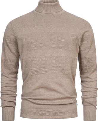 Kronstadt Herren KSFisker Feinstrickpullover mit Rollkragen aus 100% Baumwolle | Strickpulli f&uuml;r M&auml;nner Beige Mix, M