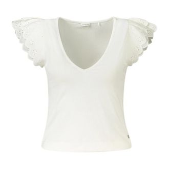 Guess Kurz&auml;rmeliges T-Shirt mit V-Ausschnitt - - Tops - Damen - Wei&szlig; - M