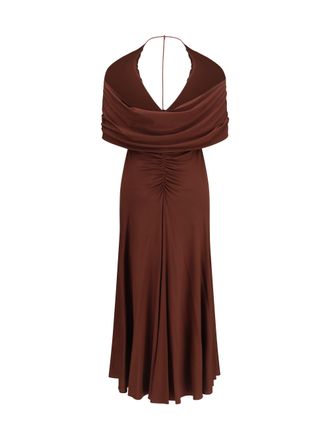 Self Portrait Womens Jersey Midi Dress Brown Viscose; Elastane