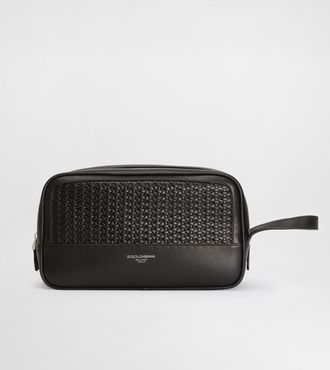 Dolce & Gabbana Woven Plong&eacute; Calfskin Necessaire - Mann Brieftaschen Und Clutches Schwarz Onesize