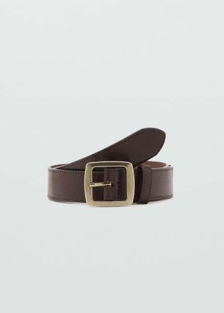 Mango Ceinture boucle carr&eacute;e chocolat - Femme - XL - MANGO
