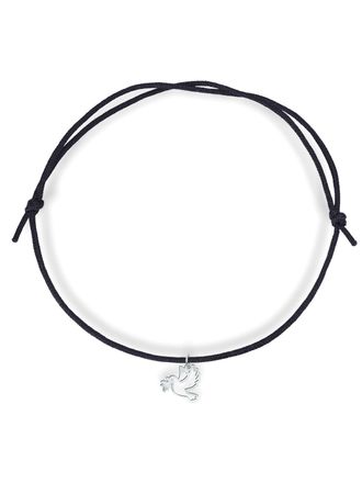 Beka & Bell BEKA&BELL Armband 925 Sterling Silber Gl&auml;nzend Taube Textil 14-28cm