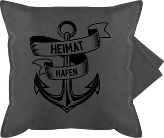 Shirtracer Kissenbezug - Statement - Heimathafen Anker - 50 x 50 cm - Grau - Statement-Kissen Statements kissenh&uuml;llen sofakissen spr&uuml;che kissenh&uuml;lle mit