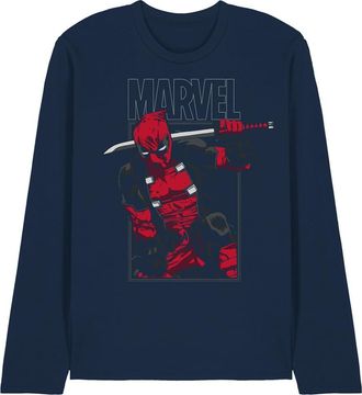 Deadpool Marvel Deadpool Sword Unisex Long Sleeve T Shirt, Navy, Small