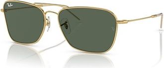 Ray-Ban Caravan Reverse Sonnenbrillen Arista Gold Fassung Grün Glas 61-15