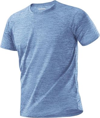 Magcomsen Laufshirt Herren Kurzarm Sportshirt Atmungsaktiv Trainingsshirt Regular Fit Casual Shirt Funktionsshirt Surfer Shirt Wandershirt Hellblau 2XL