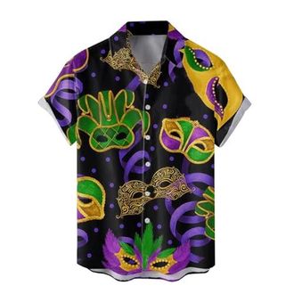 Generic Costume de carnaval pour homme - Chemise &agrave; manches courtes - Coupe droite - Chemise d&eacute;contract&eacute;e avec boutonni&egrave;re - Confortable et respirante - Chemis