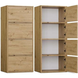 Topeshop Alma - Hohe Kommode mit 4 T&uuml;ren und Tip-On-&Ouml;ffnung - Artisan