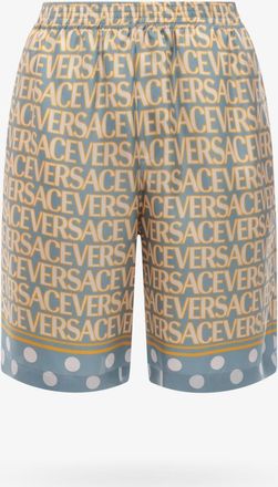 Versace Silk bermuda shorts with all-over logo - VERSACE - gender_Man