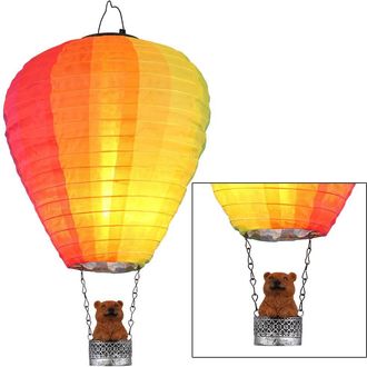 Globo Lighting LIGHTING LED Solarleuchte Hei&szlig;luftballon Au&szlig;enleuchte Gartendeko Textil bunt D 27 cm