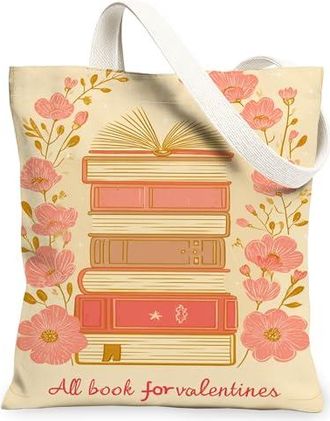 Generic Sacs fourre-tout en toile florale, design vintage, sacs &agrave; provisions r&eacute;utilisables, l&eacute;gers et lavables avec bandouli&egrave;re printani&egrave;re, beige, 13x15 Inch