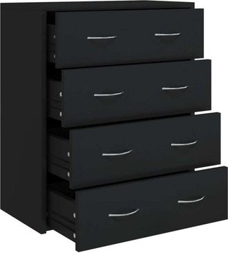 vidaXL Kommode mit 4 Schubladen 60&times;30,5&times;71 cm Schwarz Vidaxl