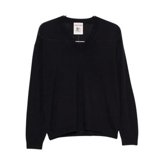 Semicouture Femme, Pulls, Bleu, Taille: 40 FR Tricot Jade K680 Col V