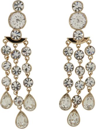 Self Portrait Femme, Accessoires, Multicolore, Taille: ONE Size Gold Crystal Tiered Droplet Earrings