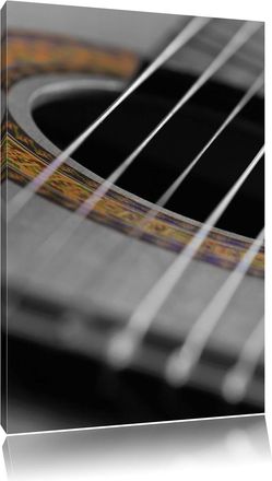 Pixxprint Schallloch Einer Westerngitarre, Größe: 60x40cm, Leinwandbild, fertig gespannt, Wandbild, Dekoration, Kunstdruck, kein Poster