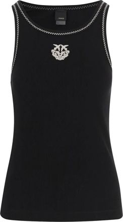 Pinko Pinko, Femme, Tops, Noir, Taille: 42 FR D&eacute;bardeur c&ocirc;tel&eacute; avec logo Love Birds