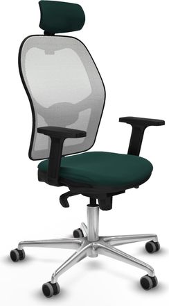 Piqueras y Crespo Schreibtischstuhl mit 2D-Armen, h&ouml;henverstellbare Lendenwirbelst&uuml;tze und h&ouml;henverstellbares Kopfteil in der H&ouml;he und Neigung, Wei&szlig; / Flaschengr&uuml;n