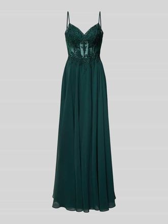 Luxuar Abendkleid mit floralem Spitzenbesatz