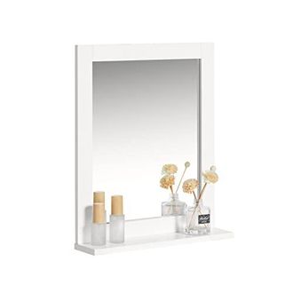 SoBuy Armoire Murale Salle de Bain avec Miroir Meuble Haut Suspendu Étagère Murale de Rangement Compacte Idéal pour Salle de Bain, WC, Buanderie Blanc 40x49
