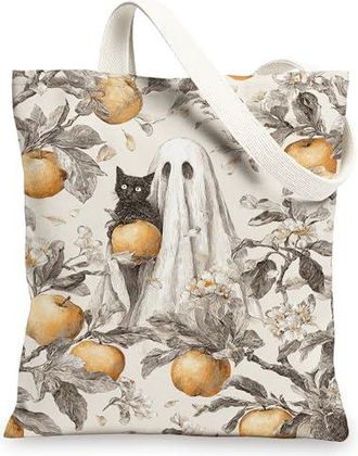 Generic Ghostly Sac fourre-tout en toile à motif vintage, réutilisable, léger et lavable, sac en toile pour salle de sport, extérieur, voyage, plage, pique-ni
