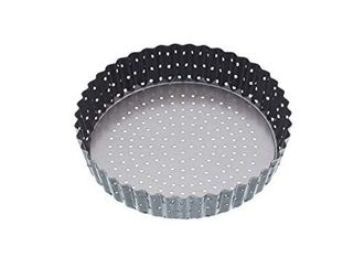 MasterClass KitchenCraft MasterClass - Moule &agrave; Quiche Antiadh&eacute;sif, Acier au Carbone Galvanis&eacute;, Gamme Crusty Bake, Gris, 18 cm