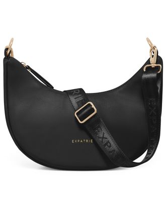 Expatrié Umhängetasche Damen Schwarz - Lea Small - Half Moon Bag Schultertasche - Crossbody Bag im Halbmond Design - Halbrunde Handtasche aus Veganem Leder - W