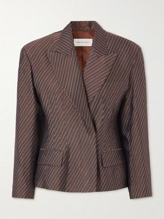 Dries Van Noten Blazer Aus Gestreiftem Jacquard - Burgunder