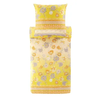 Bassetti POSILLIPO Bettw&auml;sche + 1 Kissenh&uuml;lle aus 100% Baumwollsatin in der Farbe Gelb Y1, Ma&szlig;e: 155x220 cm - 9327403