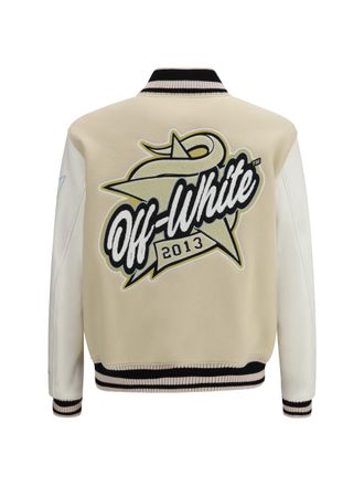 Off-white Mens Varsity Star Logo Jacket Cream