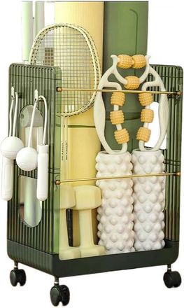 Generic Tennisschl&auml;ger-Aufbewahrungsregal, Bodenstehender Badmintonschl&auml;gerhalter, Rollender Sportger&auml;tewagen, 20 Kg Tragf&auml;higkeit for Fitnessstudio, Schulclu
