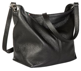 LiaTalia ADAL - &Eacute;l&eacute;gant sac &agrave; main pour femme en v&eacute;ritable cuir italien - mod&egrave;le Hobo/Fourre-tout - Noir