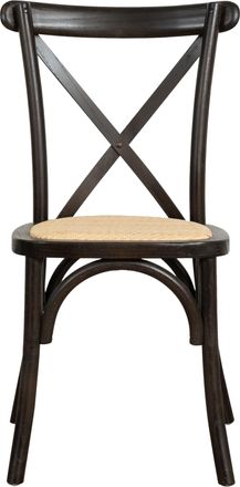 Biscottini International Stuhl aus Holz und Rattan im Bistro-Stil mit Kreuz-R&uuml;ckenlehne - St&uuml;hle f&uuml;r K&uuml;che, Esszimmer, Bar und Restaurant Thonet - Vintage-St&uuml;hle - Stapelstuhl