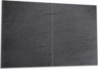 Wallario Herdabdeckplatte/Spritzschutz aus Glas, 2-teilig, 80x52cm mit 13 mm hohen Füßen, für Ceran- und Induktionsherde, Schwarze Schiefertafel Optik - Steint