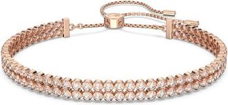 Swarovski Bracelet Subtle femme, cristaux brillants et chaîne en métal de ton or rosé, taille M, blanc