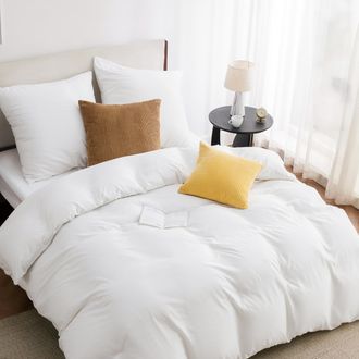 Bedsure Bettw&auml;sche 200x220 3teilig Wei&szlig; - 1 Bettbezug 200x220 cm + 2 Kissenbez&uuml;ge 80X80 cm, &Ouml;KO-TEX Bettw&auml;sche-Sets Wei&szlig; Polyester Mikrofaser mit Rei&szlig;verschlu