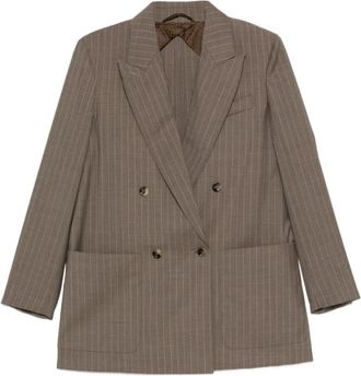 Max Mara Femme, Vestes, Brun, Taille: 38 FR Blazer crois&eacute; &agrave; rayures