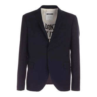 Moschino Blaue Einreihige Wollanzugjacke - - Jackets - Herren - Blau - M