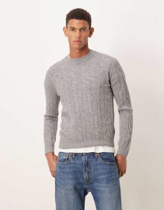 Mango Pull en tricot torsad&eacute; - Gris