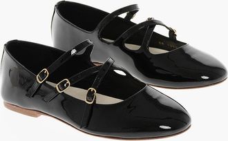 Celine Patent Leather Ballet Flats with Criss Cross Straps Celine