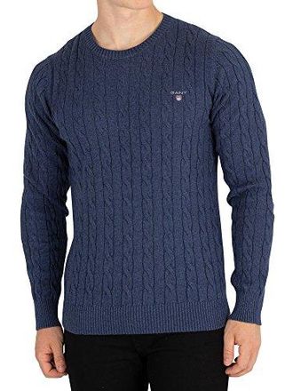 GANT Cotton Cable C-Neck Pull-Over, Dark JEANSBLUE Melange, XXL Homme