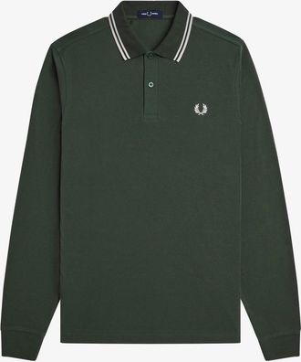 Fred Perry Langarm-Poloshirt aus Baumwoll-Piqu&eacute; mit Lorbeerkranz-Stickerei in