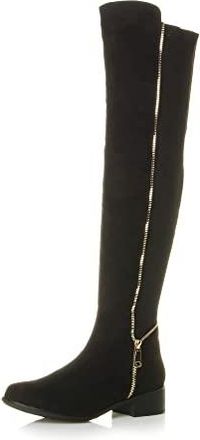 Ajvani Femmes talon bas extensible élastique grosse jambe cuissardes bottes déquitation pointure 5 38
