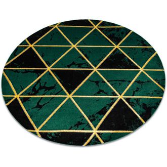 RugsX Rugsx - Exklusiv emerald Teppich 1020 Kreis - glamour, stilvoll Marmor, Dreiecke Flaschengr&uuml;n / gold green rund 120 cm