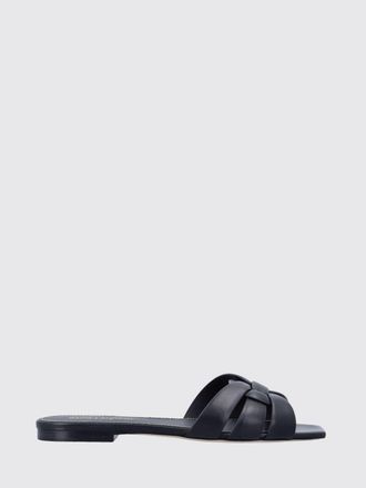 Saint Laurent Mules Tribute en cuir de veau avec talon bas et bout carr&eacute;